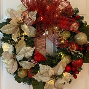Front/indoor Christmas Wreaths, Large Red Bow/ Red and Gold Shatter ...