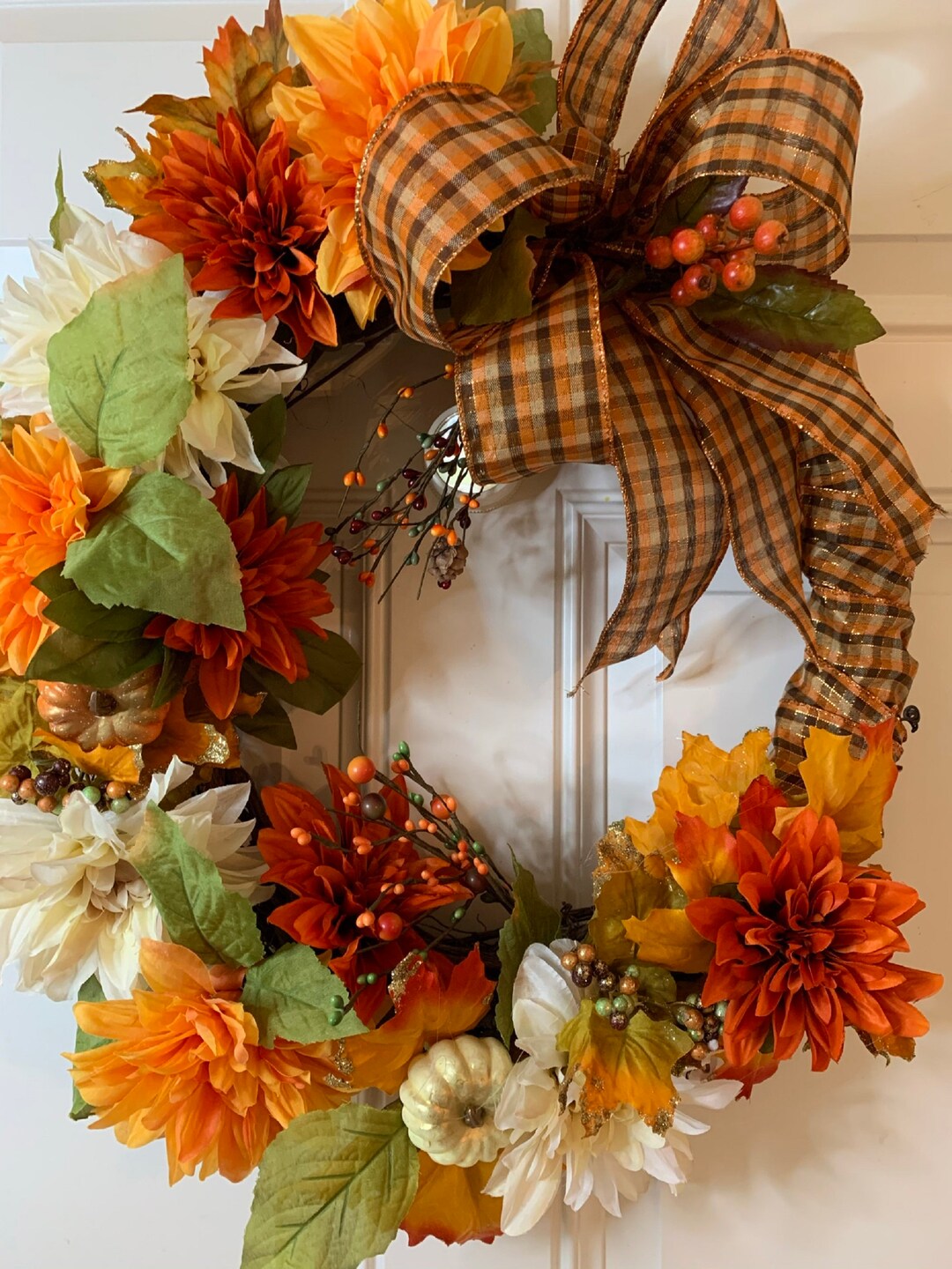 Autumn/fall Front Door/indoor, Grapevine Wreath, Premium Fall Dahlias ...