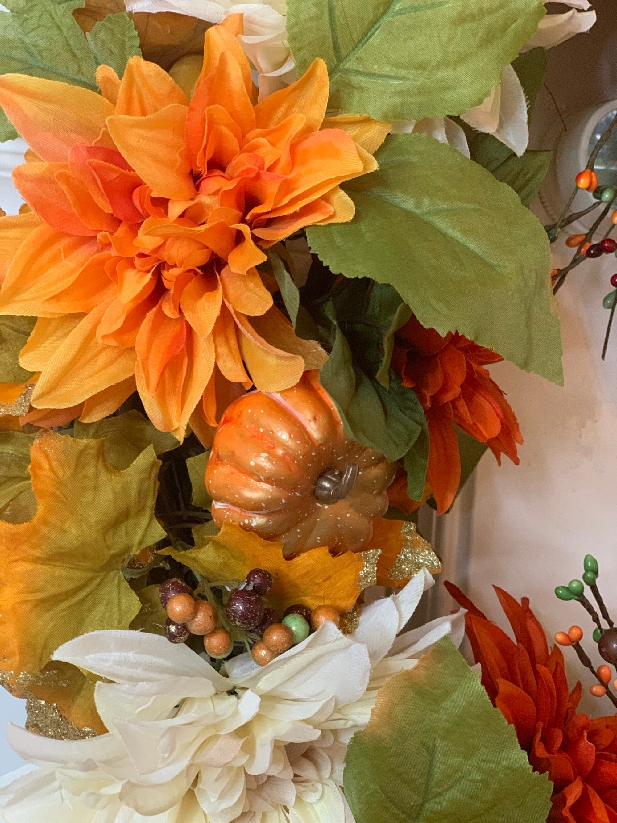 Autumn/fall Front Door/indoor, Grapevine Wreath, Premium Fall Dahlias ...