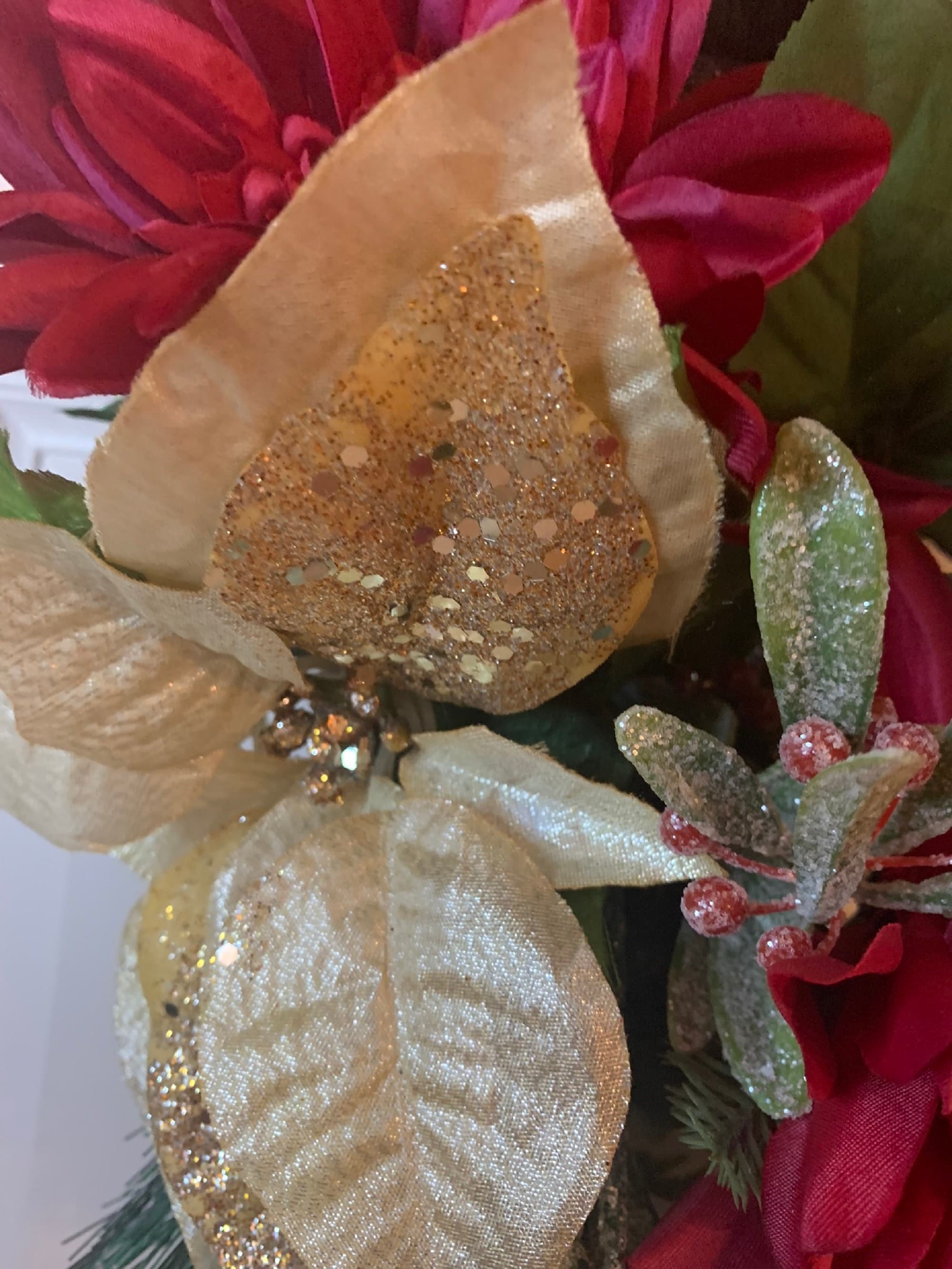 Front Door/indoor Grapevine Christmas Wreath, Santa Teddy Bear/glittery ...