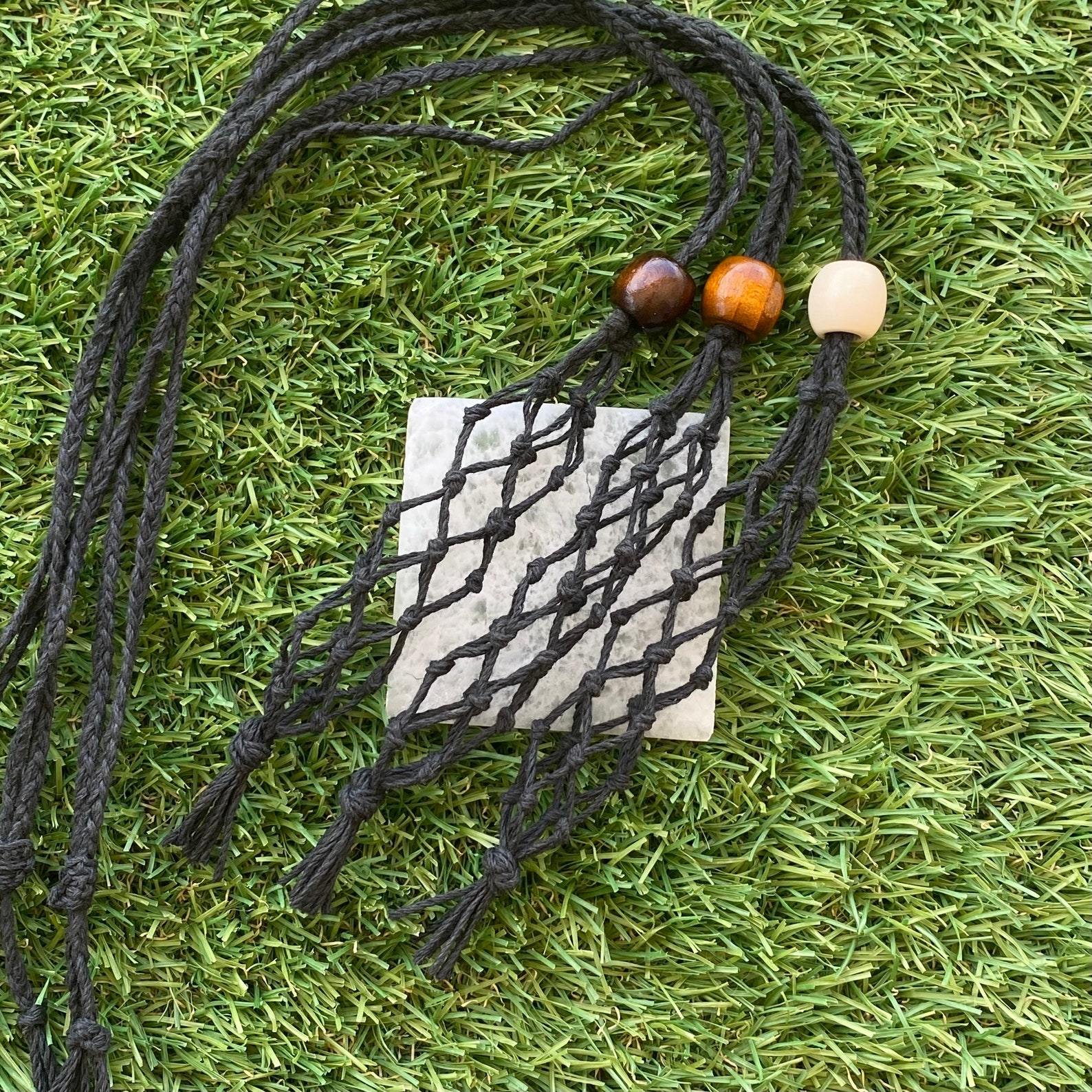 Handmade Hemp Macrame Lighter Holder Necklace, Adjustable Bead Accent ...