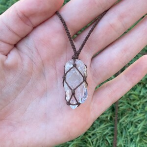Handmade Clear Quartz Point Macrame Necklace, Adjustable Clear Quartz ...