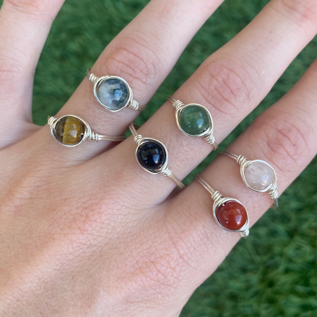 Handmade Custom Round Crystal Wire Wrapped Ring, Wire Wrapped Crystal ...