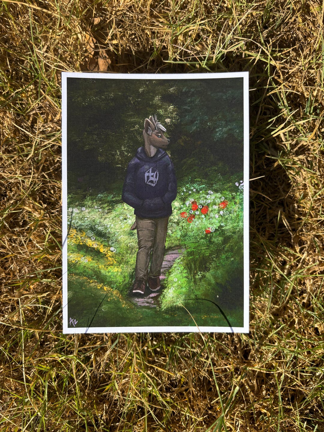 Furry Deer Art Print 5x7 on Linen Paper - Etsy
