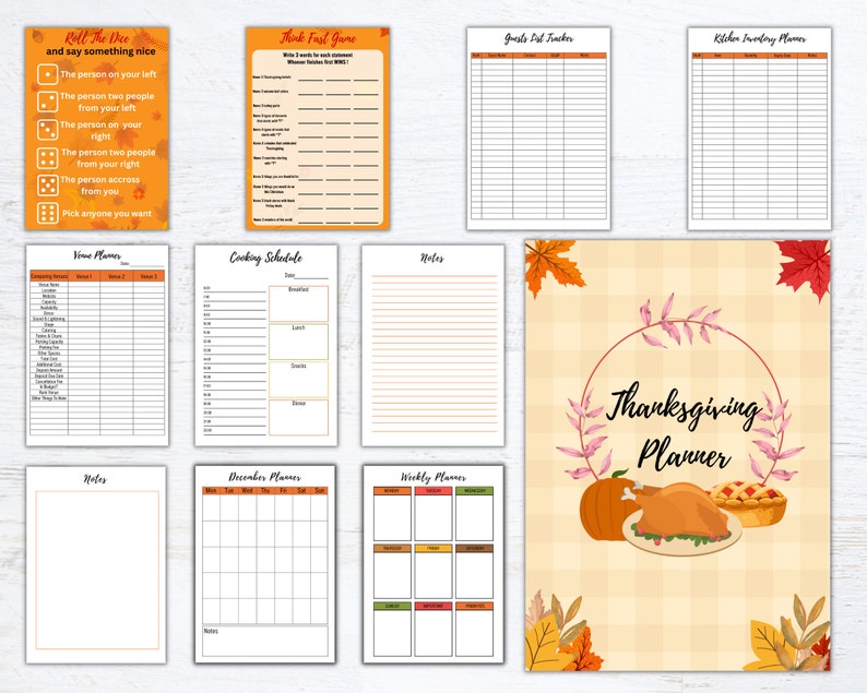 Thanksgiving Planner Printable | Festive Fall Pumpkin Holiday | Season ...