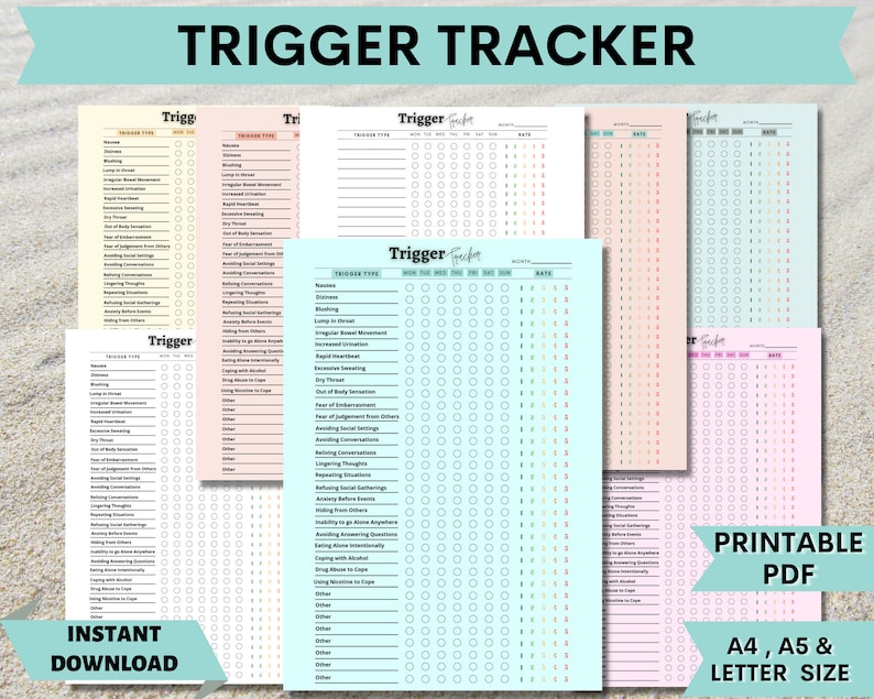 Symptom Tracker, Mood Tracker Journal, Daily Mood Tracker, Anxiety ...
