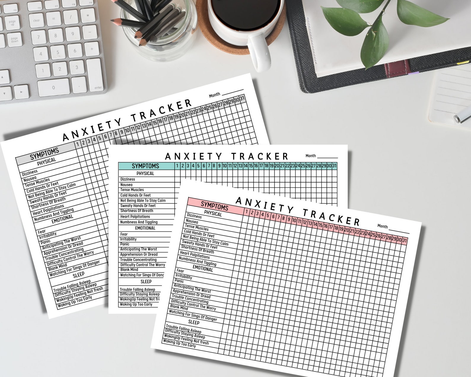 Symptom Tracker, Anxiety Journal, Anxiety Log, Anxiety Worksheet ...