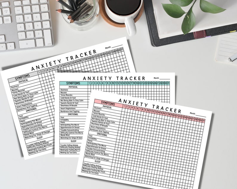 Symptom Tracker, Anxiety Journal, Anxiety Log, Anxiety Worksheet ...
