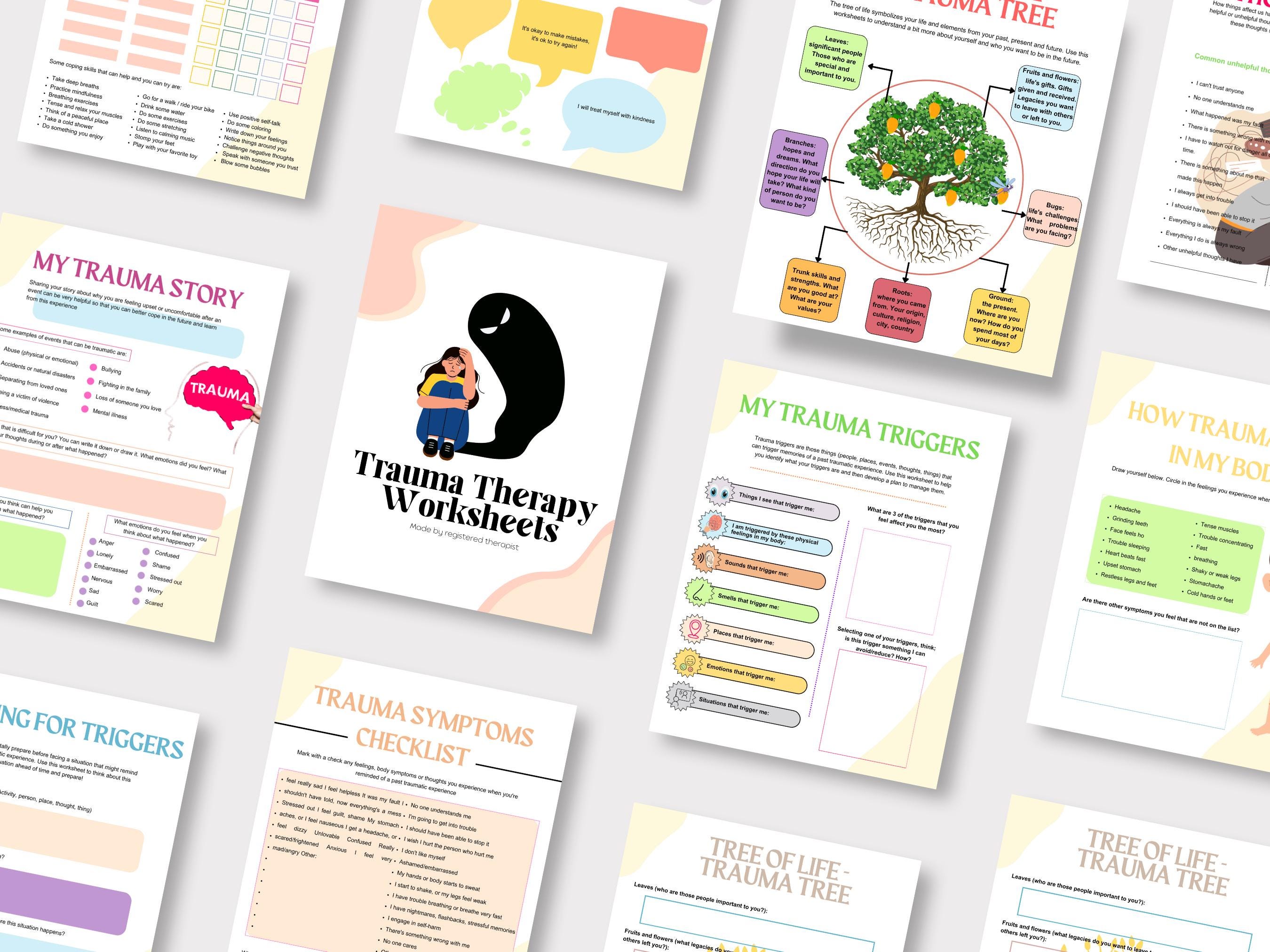 Trauma Worksheets , PTSD Workbook, Trauma Therapy Treatment Plan ...