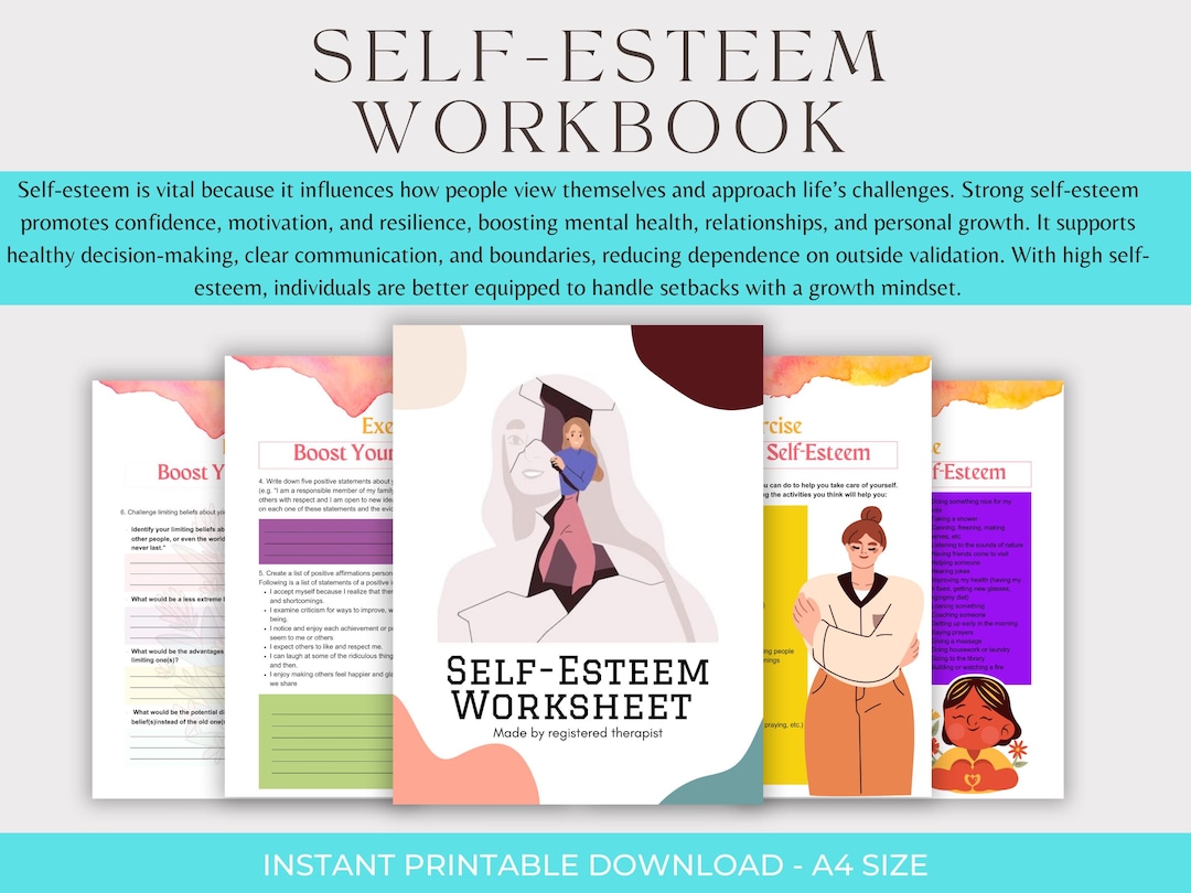 Self-esteem Workbook, Self-care Planner, Self-worth Worksheets ...