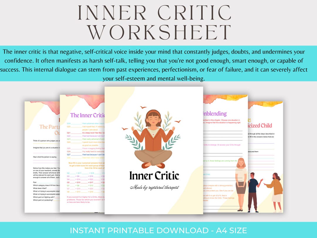 Inner Critic Workbook, Self Esteem Therapy Worksheets, Therapy Tools ...