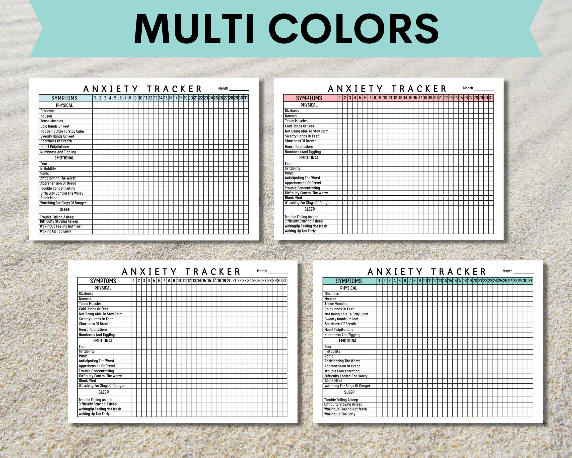 Symptom Tracker, Anxiety Journal, Anxiety Log, Anxiety Worksheet ...