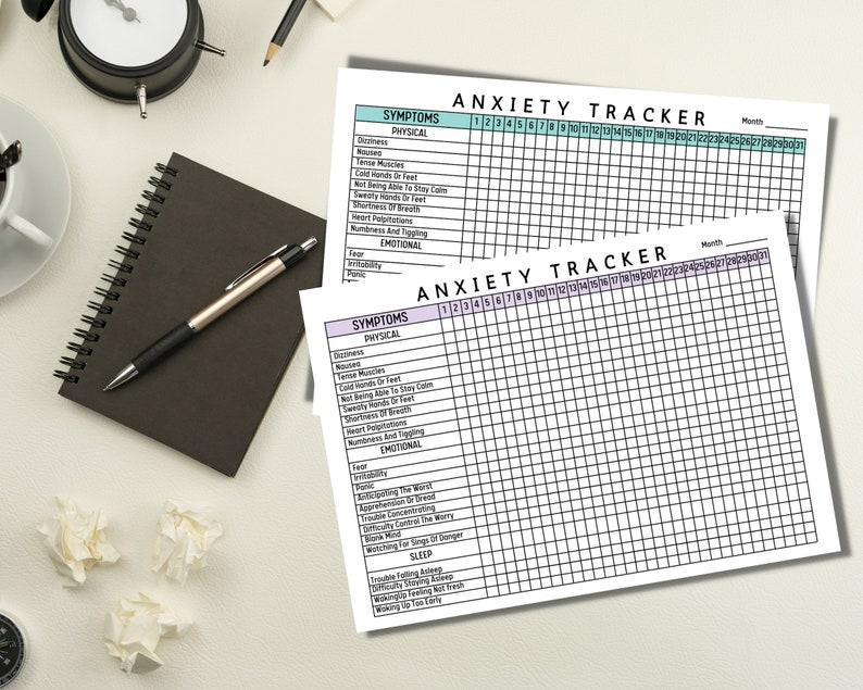 Symptom Tracker, Anxiety Journal, Anxiety Log, Anxiety Worksheet ...