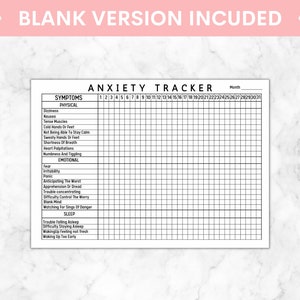 Symptom Tracker, Anxiety Journal, Anxiety Log, Anxiety Worksheet ...