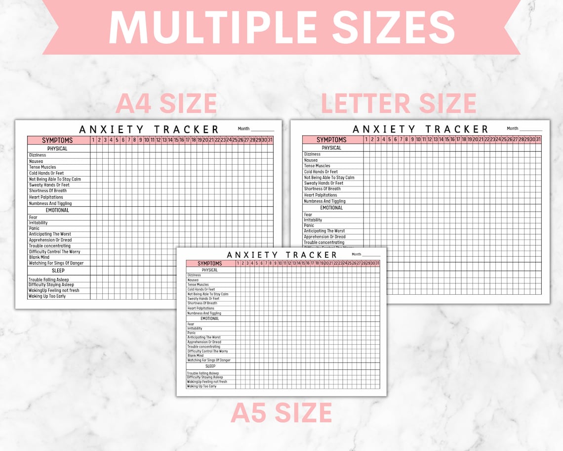 Symptom Tracker Anxiety Journal Anxiety Log Anxiety - Etsy