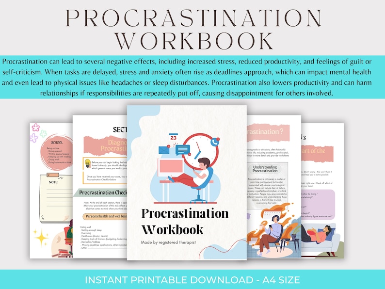 Procrastination Workbook, Overcoming Procrastination Worksheets ...
