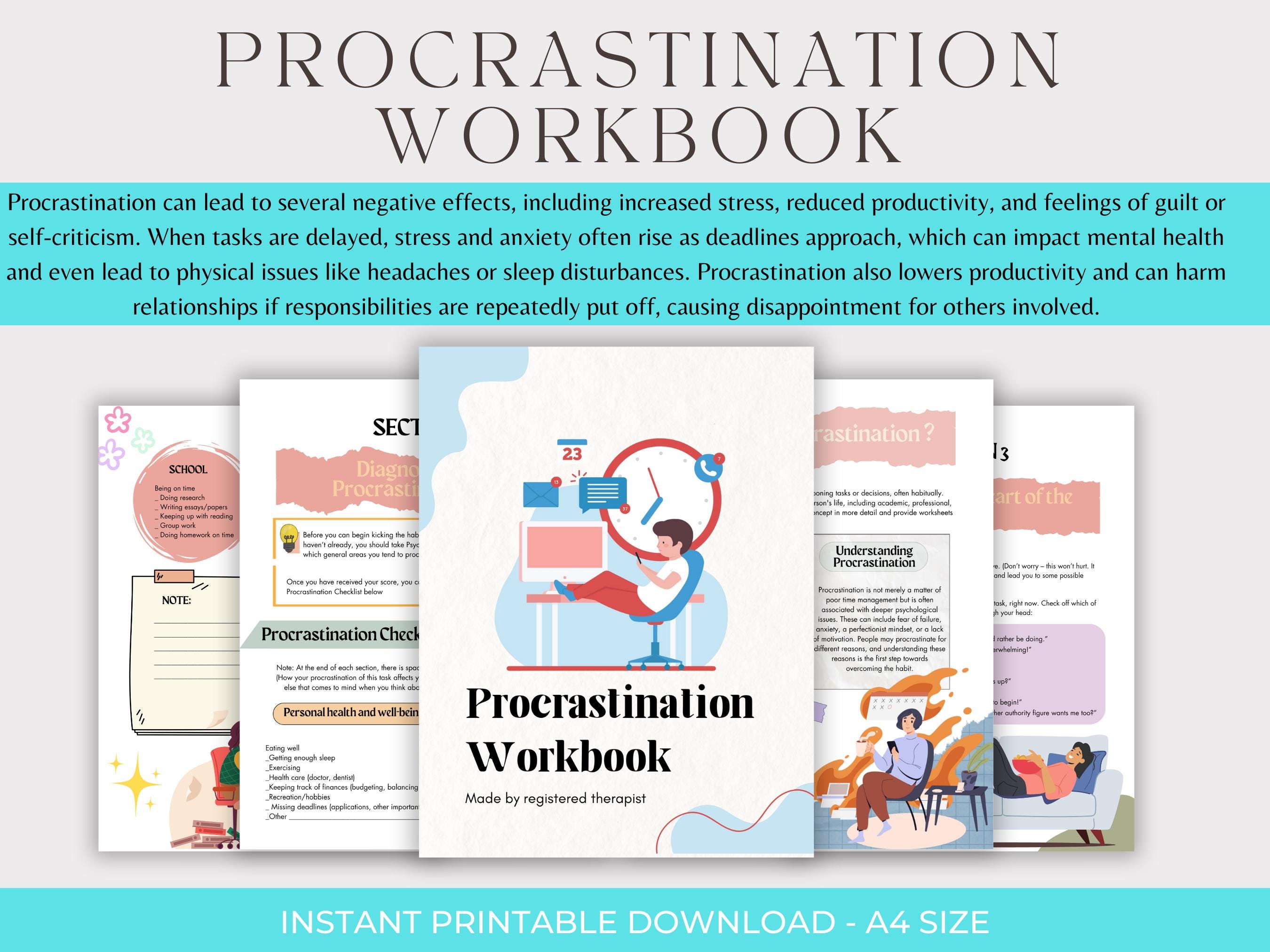 Procrastination Workbook, Overcoming Procrastination Worksheets ...