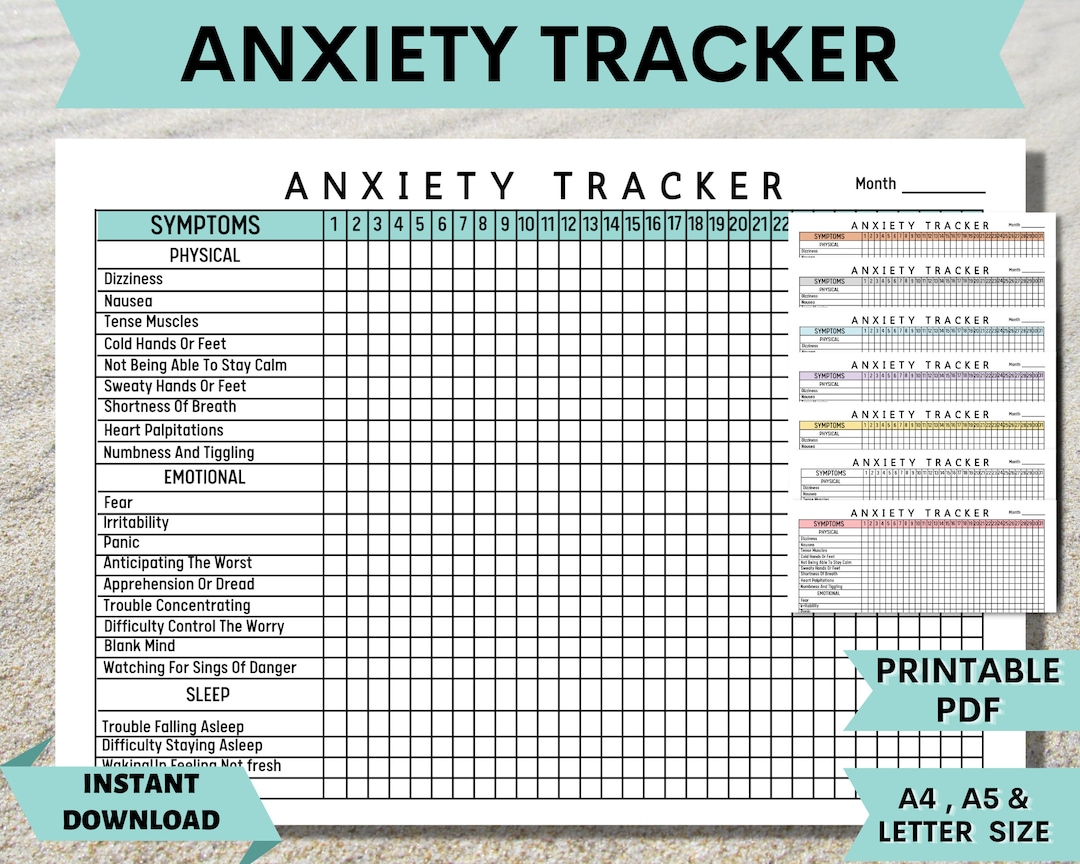 Symptom Tracker, Anxiety Journal, Anxiety Log, Anxiety Worksheet ...
