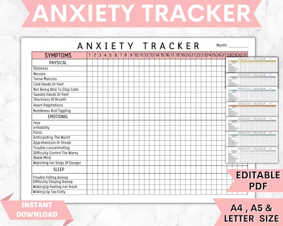 Symptom Tracker Anxiety Journal Anxiety Log Anxiety - Etsy
