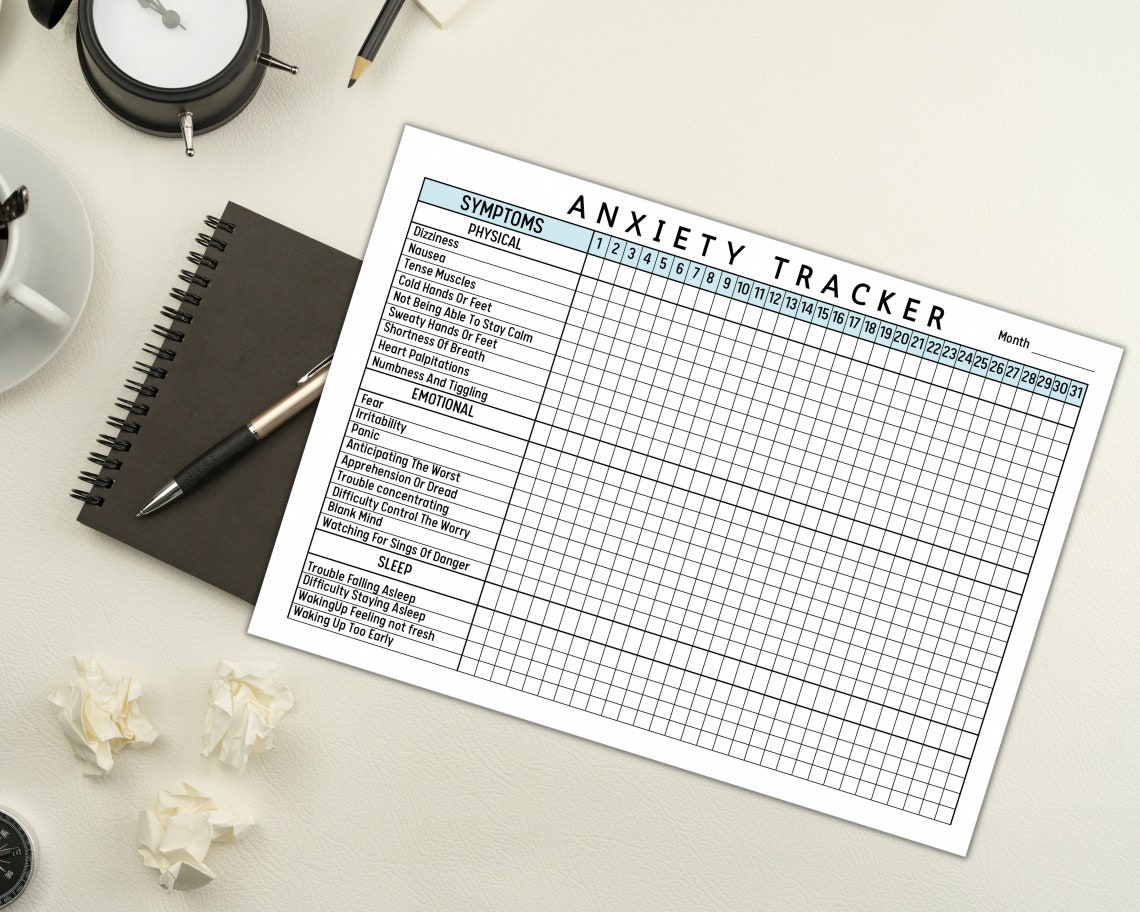 Symptom Tracker Anxiety Journal Anxiety Log Anxiety - Etsy