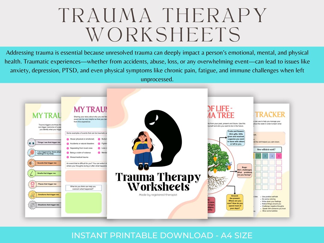 Trauma Worksheets , PTSD Workbook, Trauma Therapy Treatment Plan ...