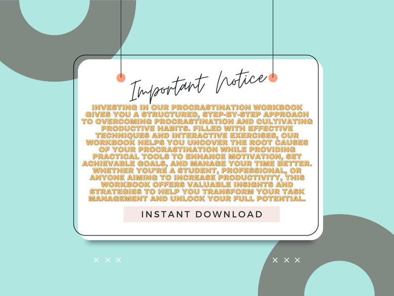 Procrastination Workbook, Overcoming Procrastination Worksheets ...