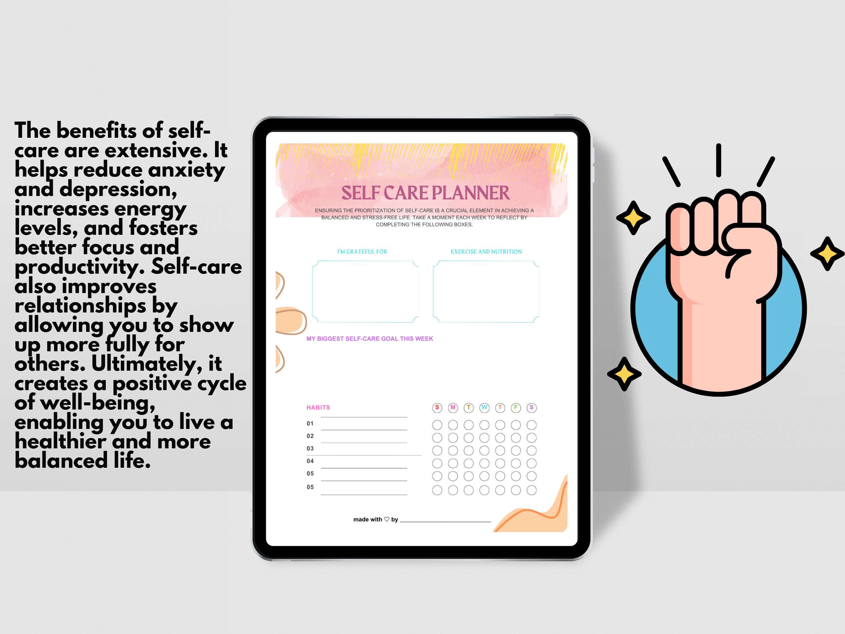 Self-care Worksheets, Printable Self Care Planner, Wellness Journal ...