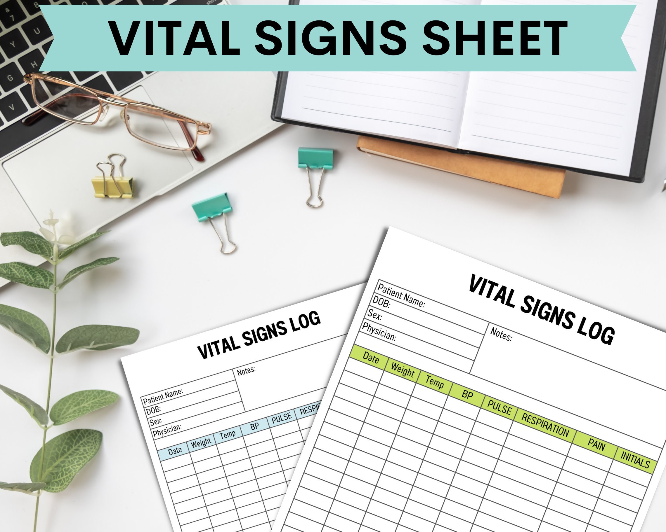 Vital Signs Sheet Printable, Vital Signs Log, Nursing Vitals Sheet ...