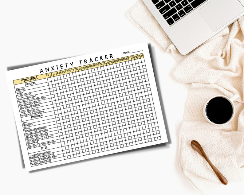 Symptom Tracker, Anxiety Journal, Anxiety Log, Anxiety Worksheet ...