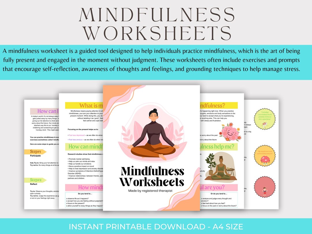 Mindfulness Worksheets, DBT Mindfulness Workbook, Mental Health ...