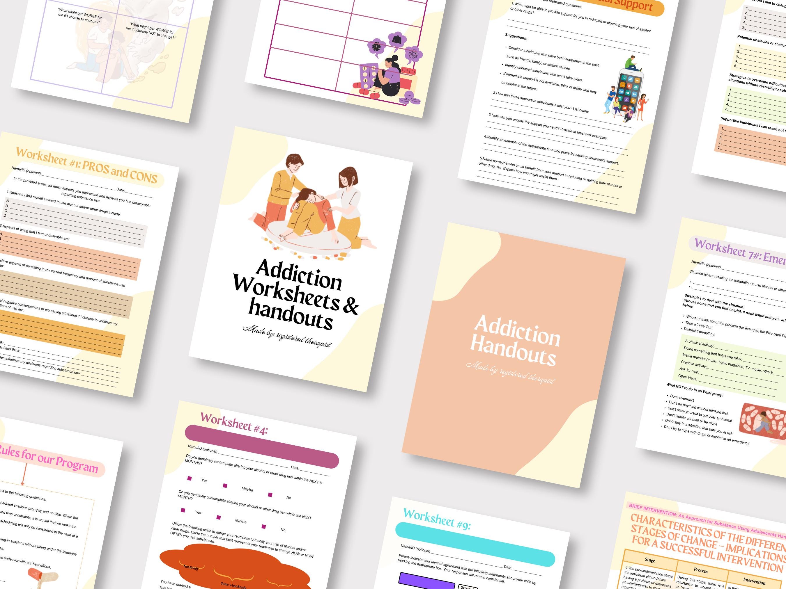 Addiction Worksheets, Addiction Recovery Workbook, Therapy Worksheets ...