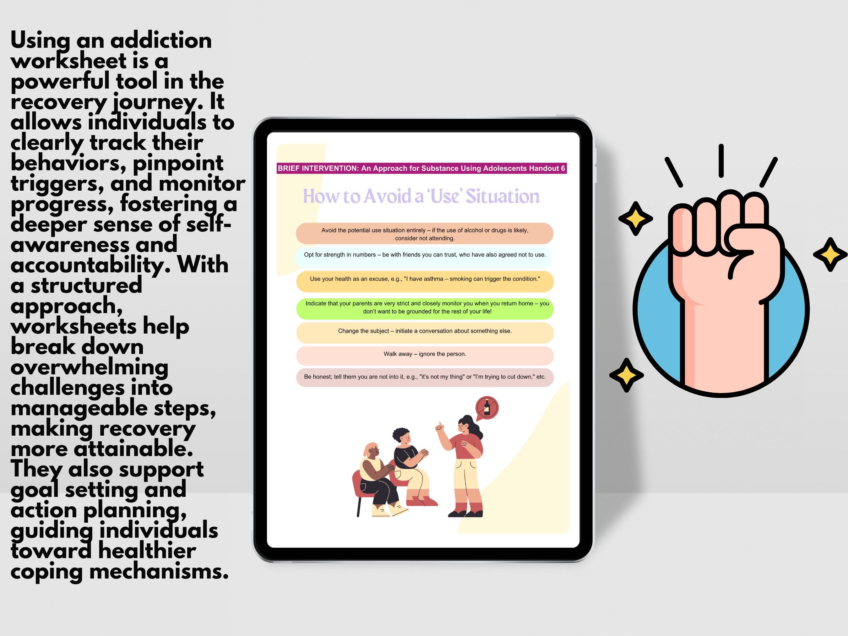 Addiction Worksheets, Addiction Recovery Workbook, Therapy Worksheets ...