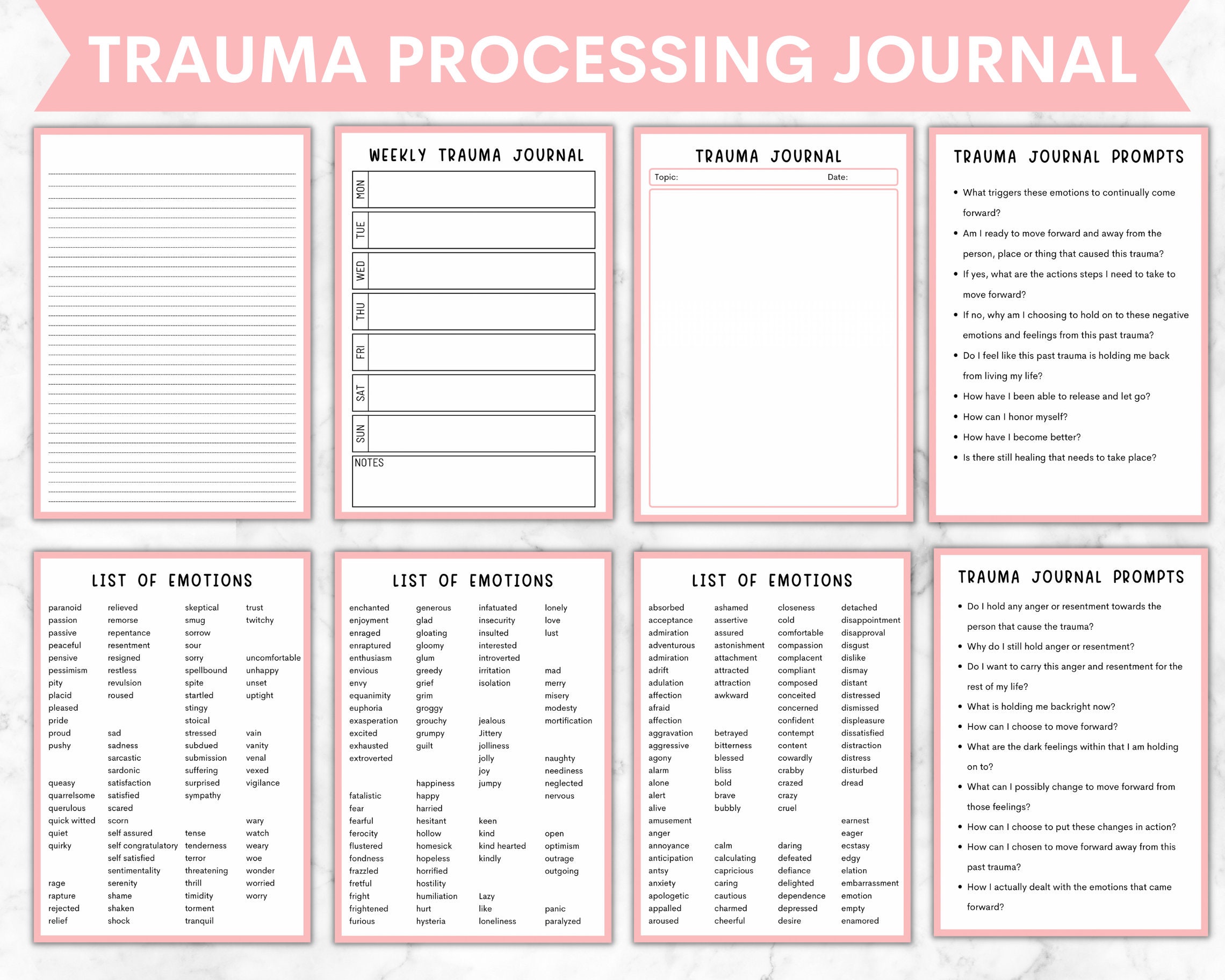Anxiety Journal, Journal Prompts, Trauma Workbook, PTSD Journal, Inner ...