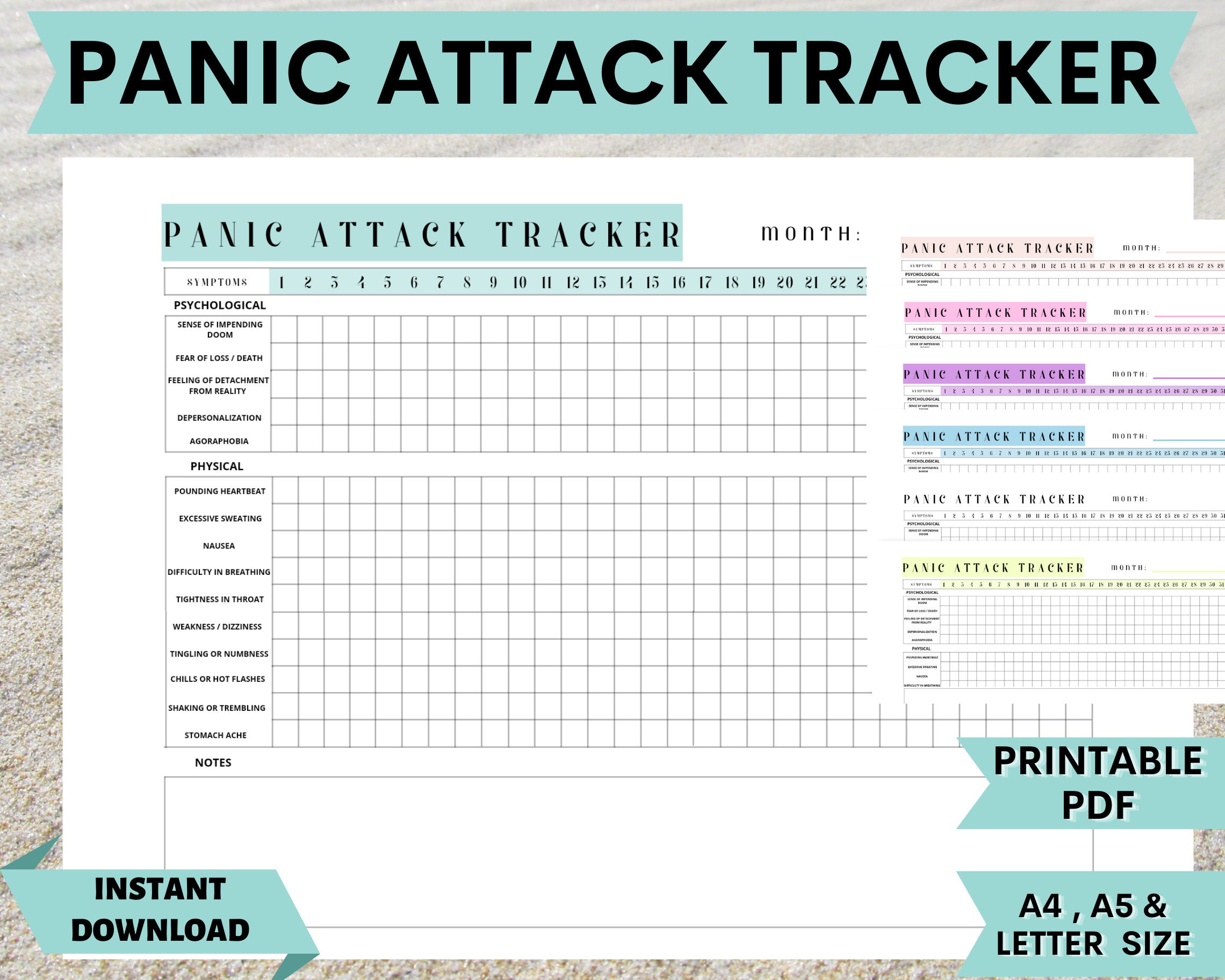 Printable Panic, Panic Attack Tracker, Symptom Tracker, Panic Attack ... Printable Panic, Panic Attack Tracker, Symptom Tracker, Panic Attack ...