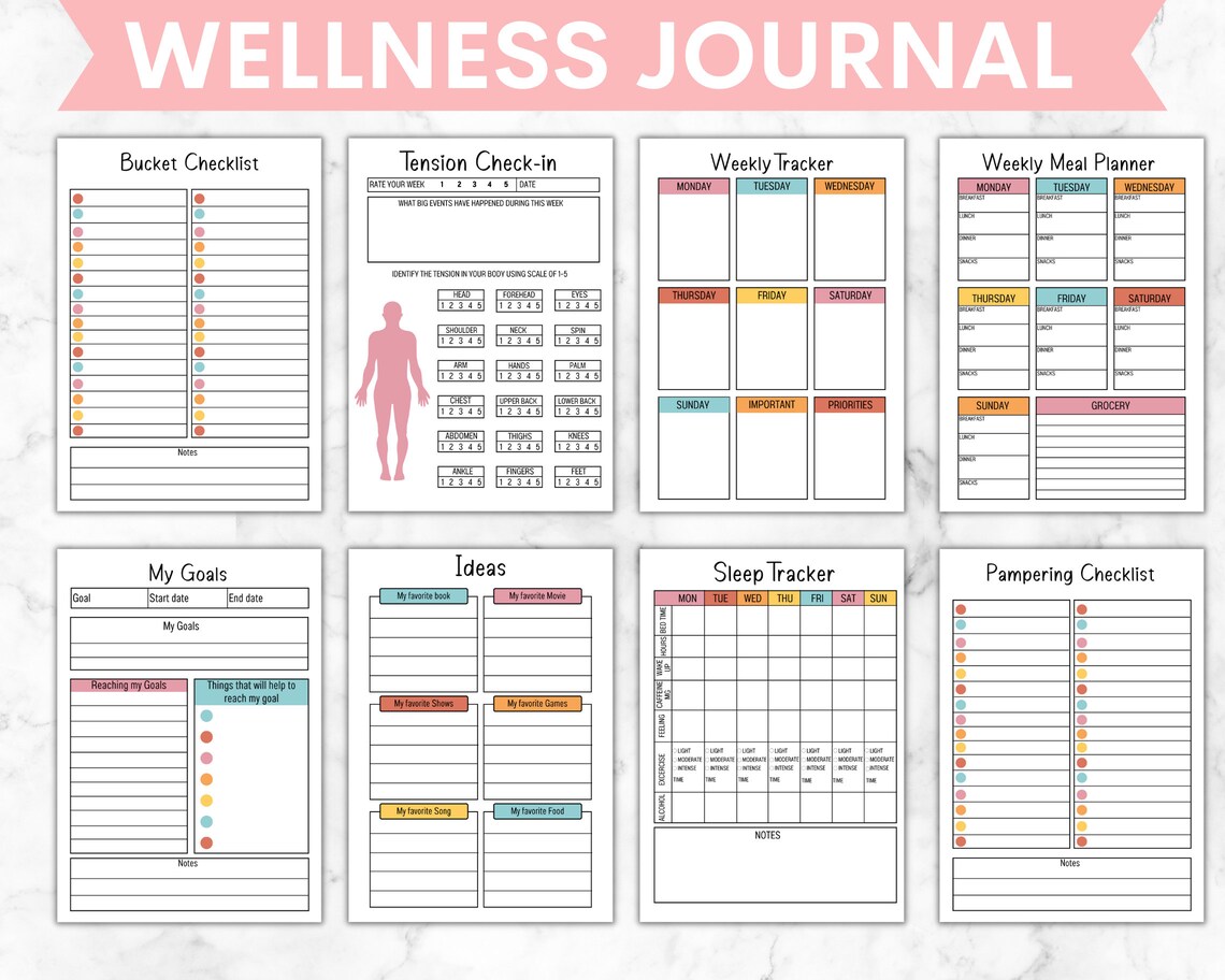 Wellness Workbook Self Care Checklist Wellness Journal - Etsy