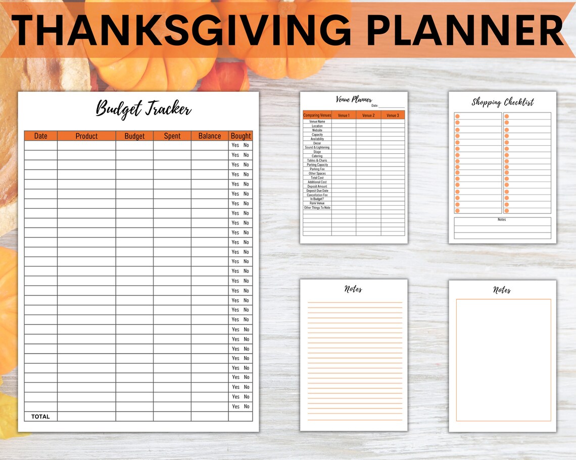 Thanksgiving Planner Printable Festive Fall Pumpkin Holiday - Etsy
