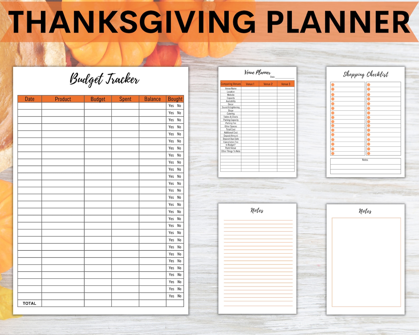 Thanksgiving Planner Printable | Festive Fall Pumpkin Holiday | Season ...