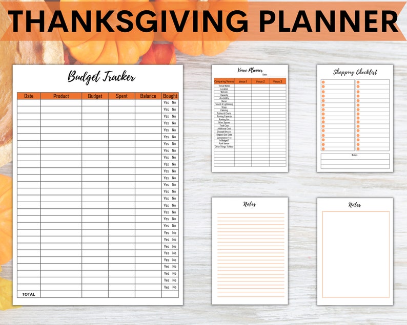Thanksgiving Planner Printable | Festive Fall Pumpkin Holiday | Season ...