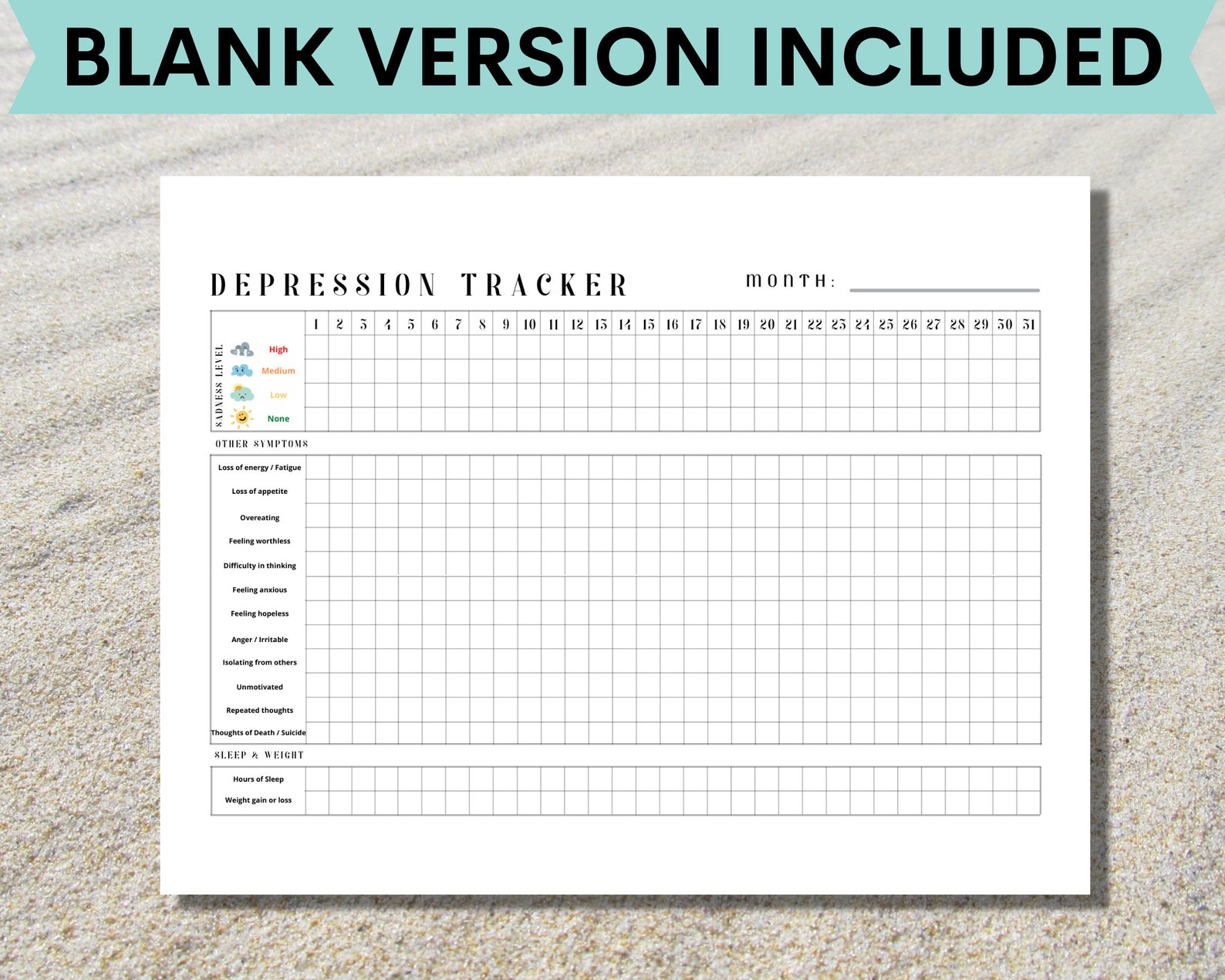 Symptom Tracker, Mood Tracker Journal, Daily Mood Tracker, Anxiety ...