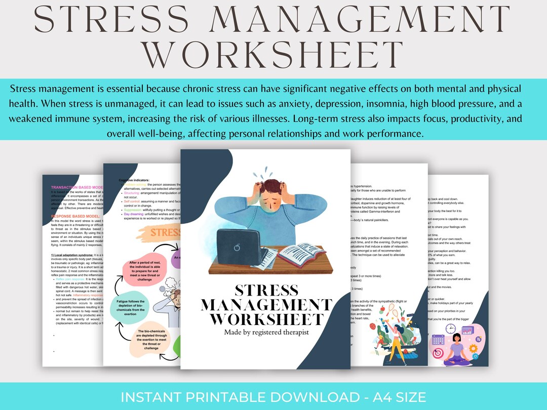 Stress Management Worksheets, Productivity Worksheets, Anxiety Journal ...