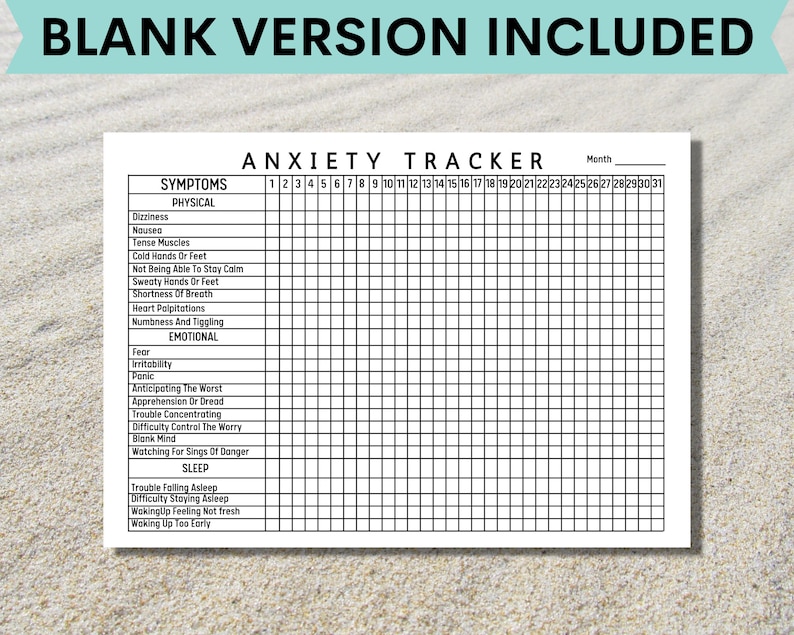 Symptom Tracker, Anxiety Journal, Anxiety Log, Anxiety Worksheet ...