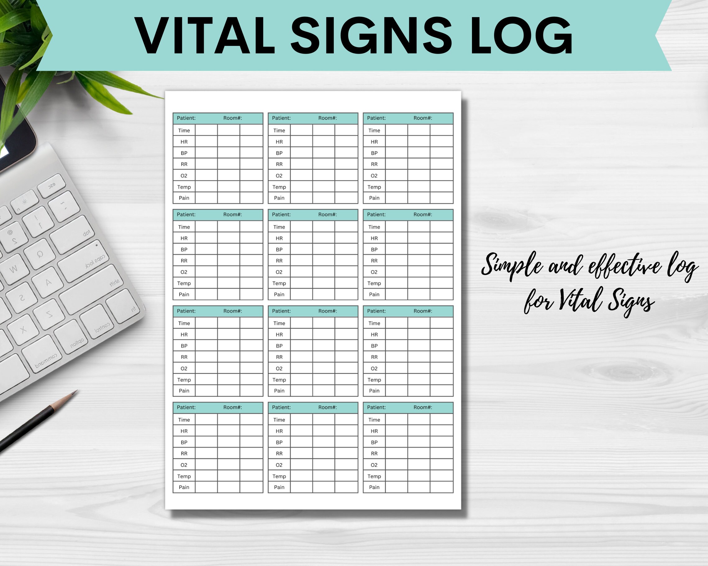 Personal Vital Log Sheet, Daily Vitals Log, Personal Health Record ...