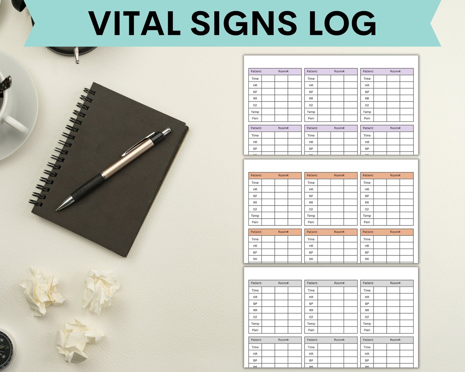 Personal Vital Log Sheet, Daily Vitals Log, Personal Health Record ...
