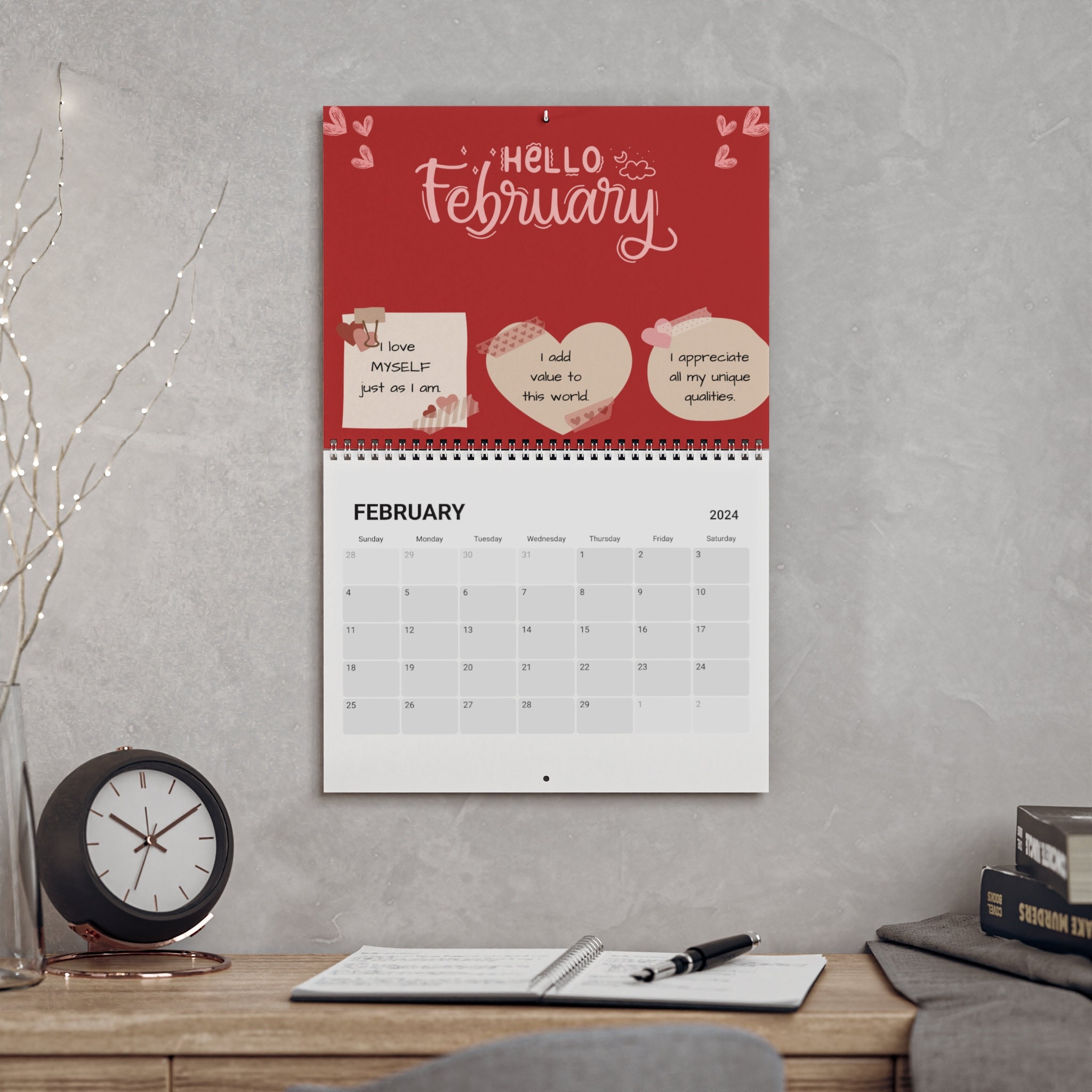 Affirmation Calendar, 2024 Calendar, Wall Calendar, Positive Mindset ...