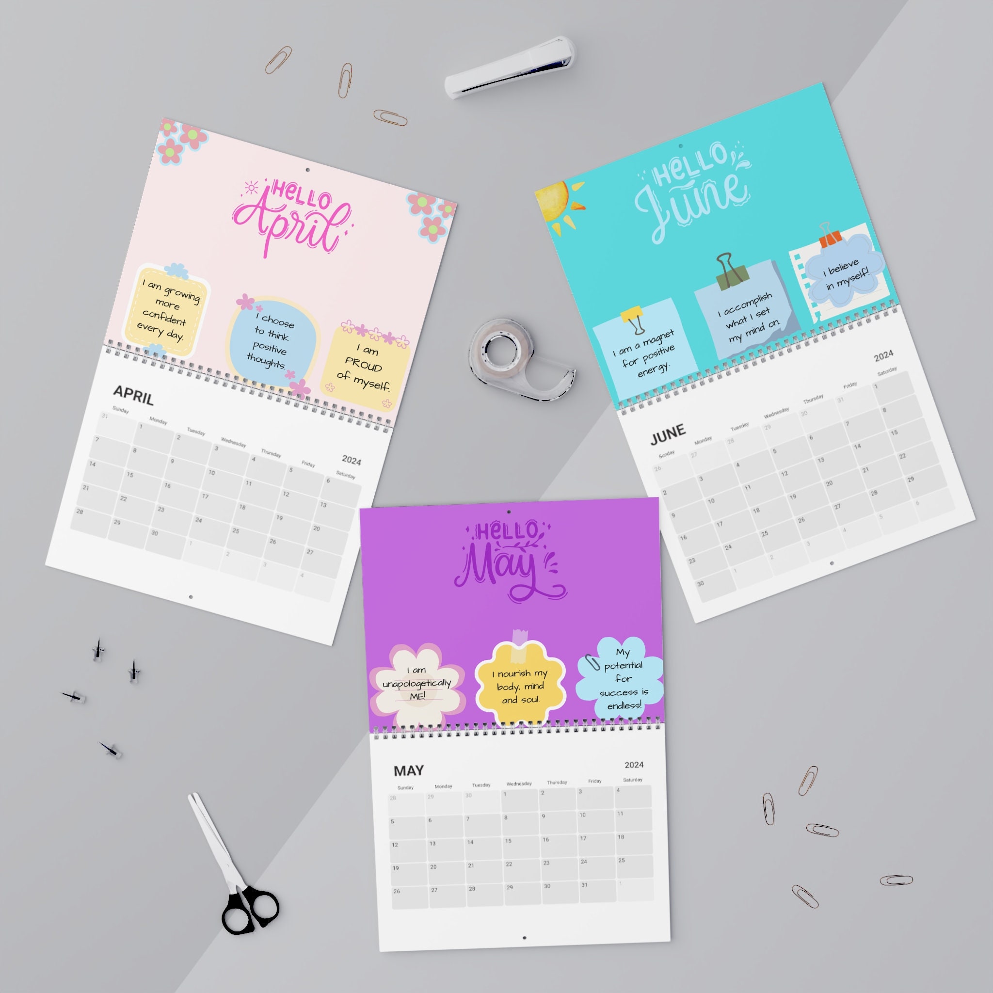 Affirmation Calendar, 2024 Calendar, Wall Calendar, Positive Mindset ...