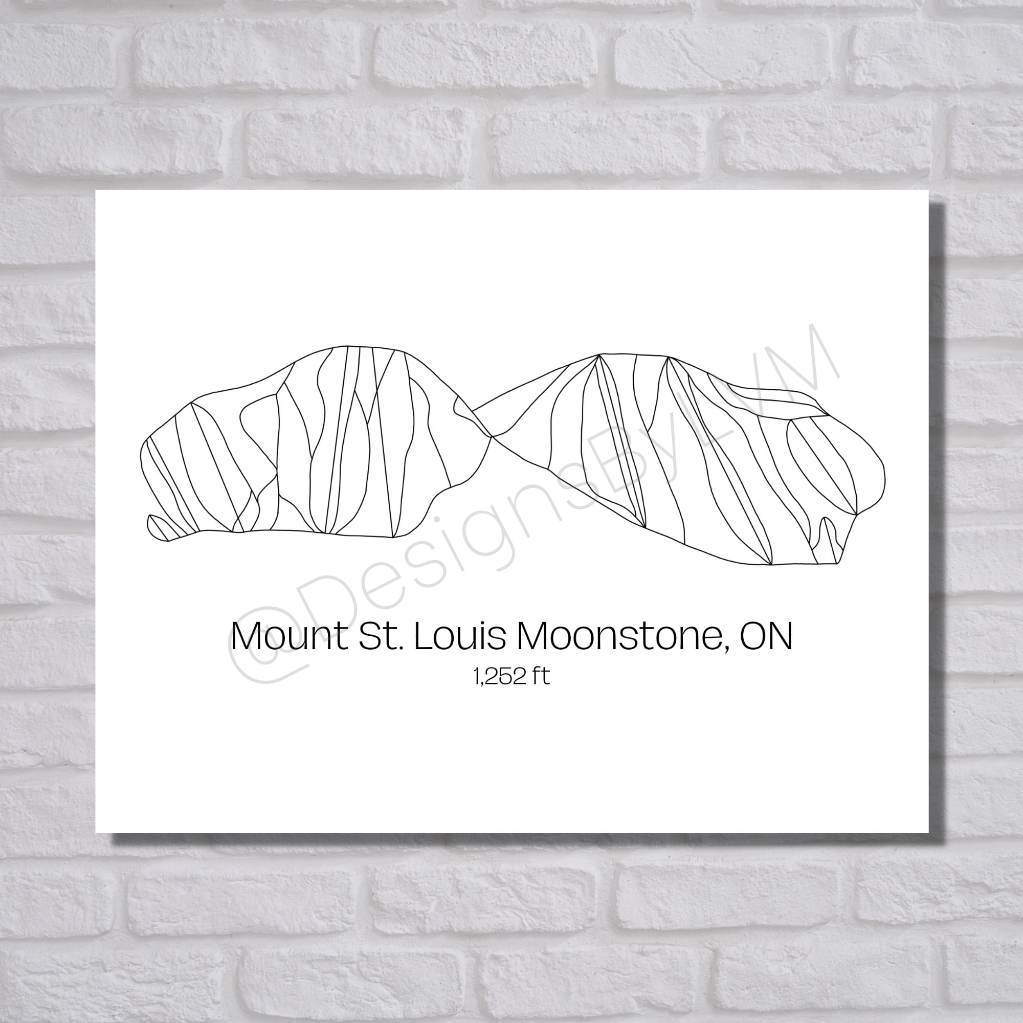 Ski Hill / Trail Map Art - Mount St Louis Moonstone, Ontario (digital ...