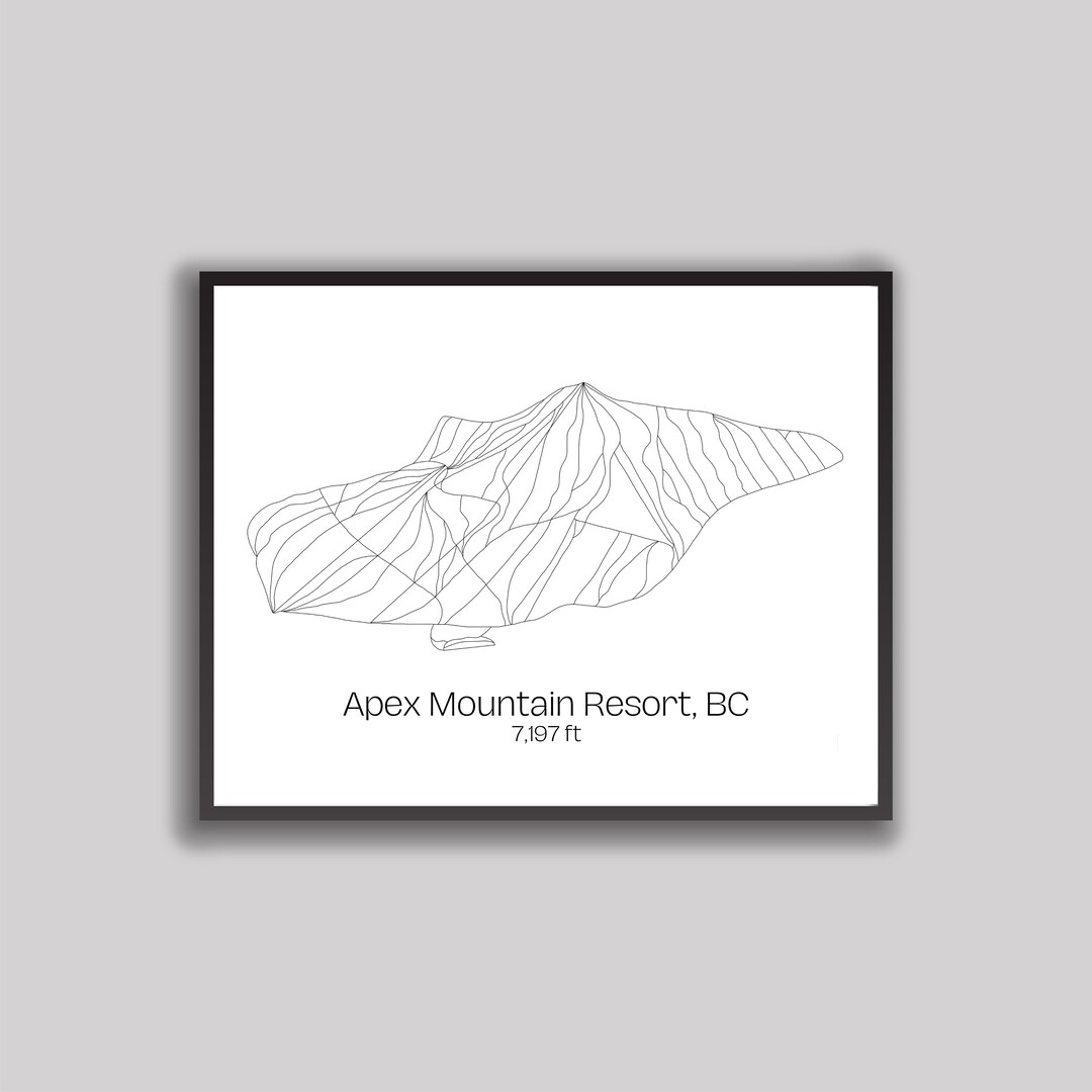 Ski Hill / Trail Map Art - Apex Mountain Resort, British Columbia ...