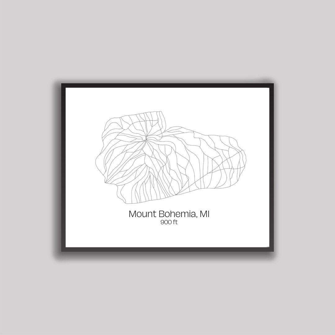 Ski Hill / Trail Map Art - Mount Bohemia, Michigan (digital Print) - Etsy