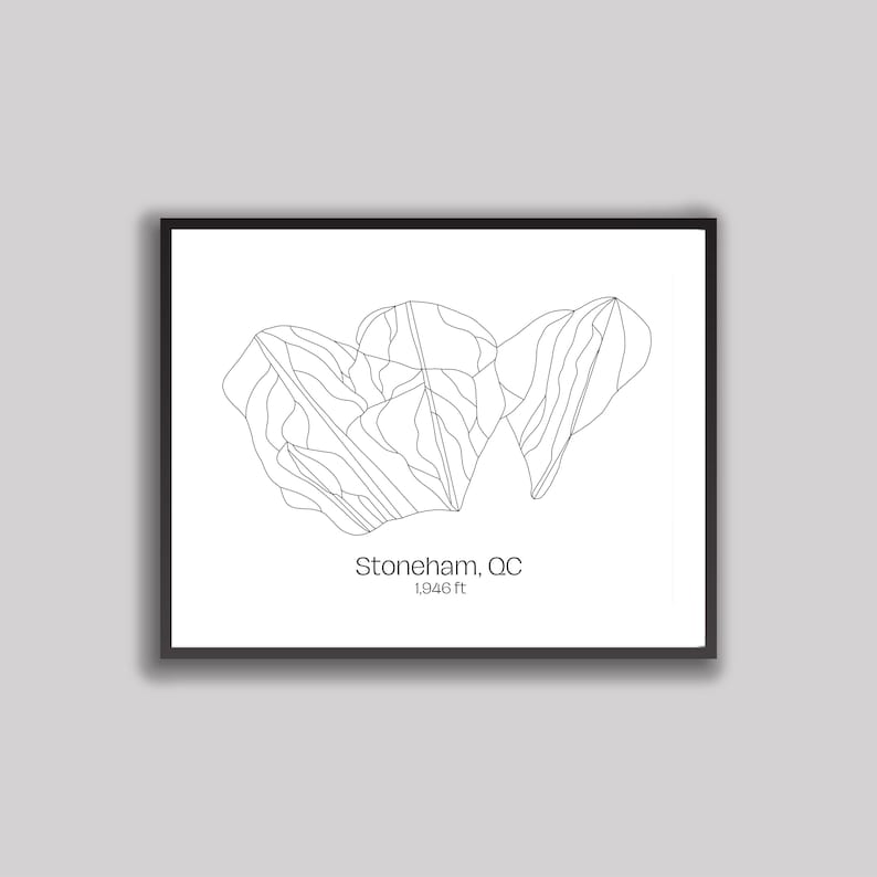 Ski Hill / Trail Map Art - Stoneham, Quebec (digital Print) - Etsy