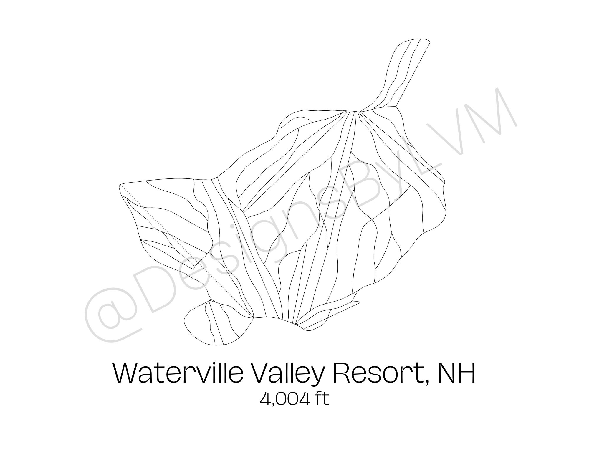 Ski Hill / Trail Map Art Waterville Valley Resort New - Etsy